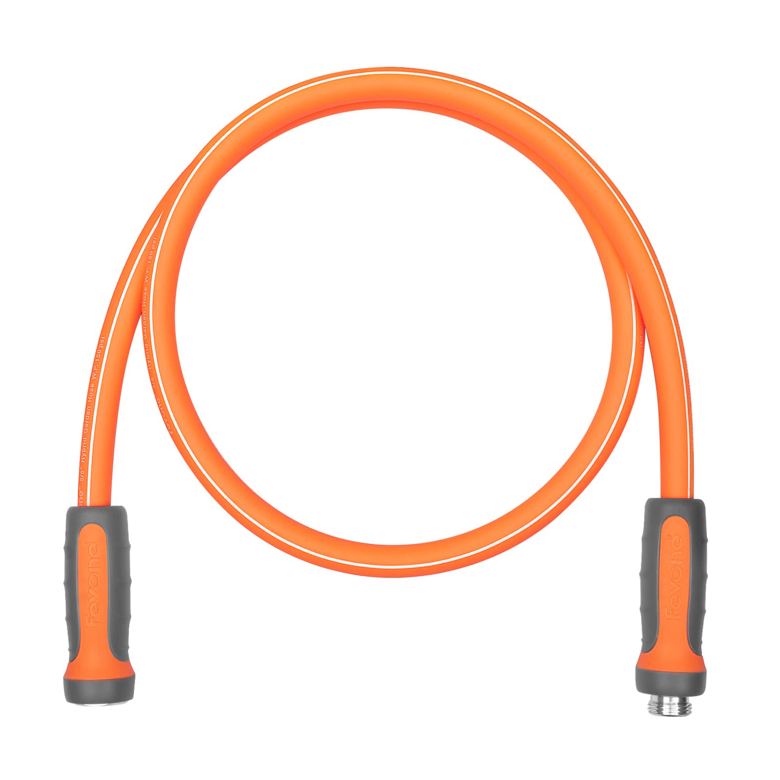Fevone 6 ft Garden Hose, 2-Year Warranty Offered by Manufacturer, Hose Reel Leader Hose, Hybrid Polymer, Kink Resistance, 3/4" GHT Aluminum Fittings, 5/8" ID, 600 PSI, Drinking Water Safe (GH9)