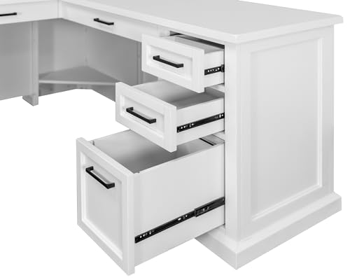 Modern Wood L-Desk & Return Writing Table & Return Office White