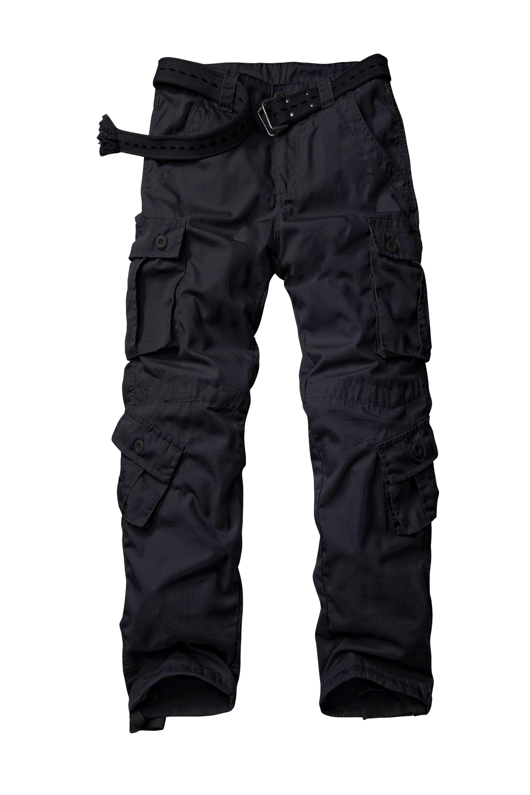TRGPSG Men's Ripstop Wild Cargo Pants Multi-Pocket Military Army Camo Casual Work Combat Trousers 5335 Black 32
