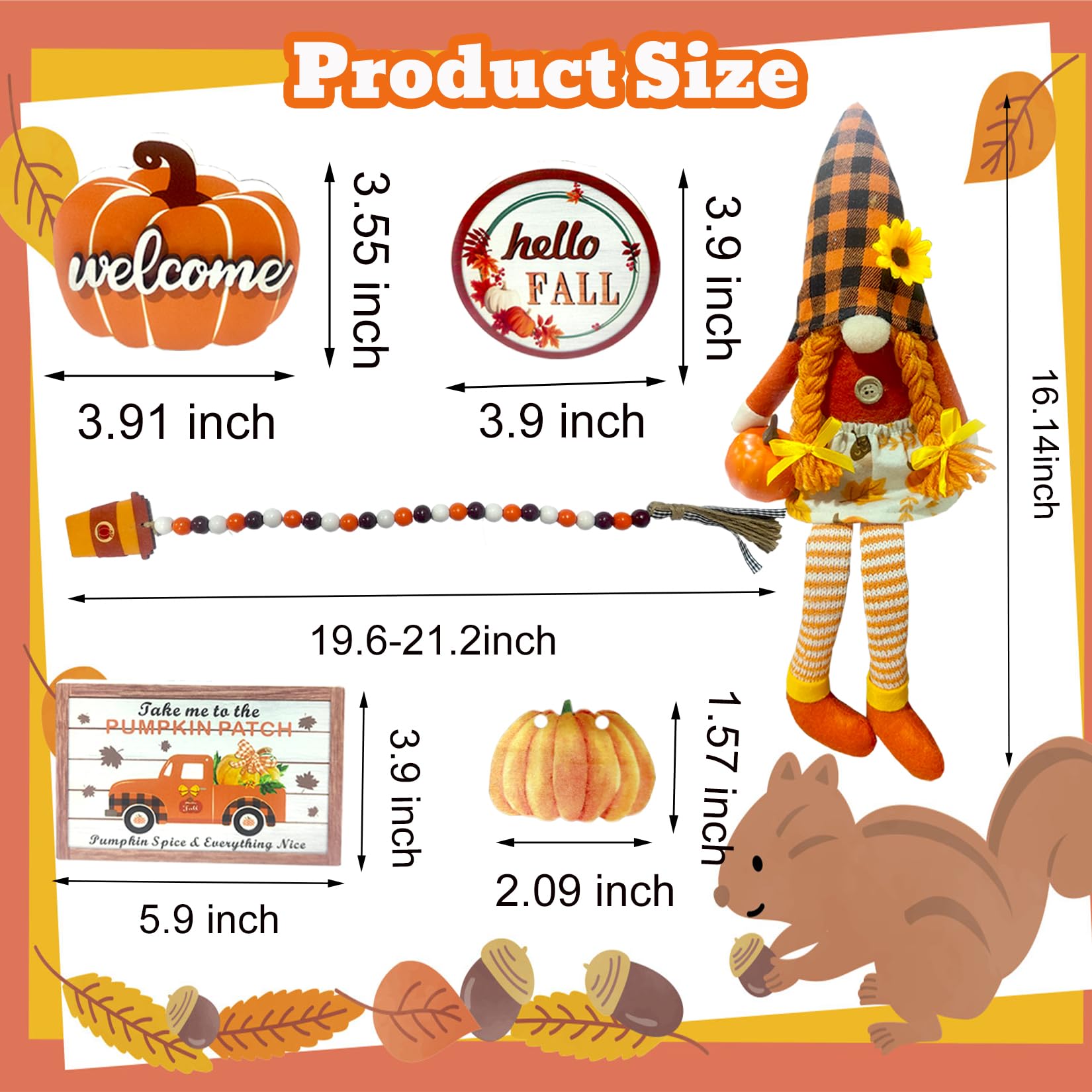 Thanksgiving Tiered Tray Decorations Set - 11pcs Wooden Sign Fall Tiered Tray Decor - Gnome Fall Tiered Tray Decor Pumpkin for Kitchen Table Fireplace Mantle Rustic