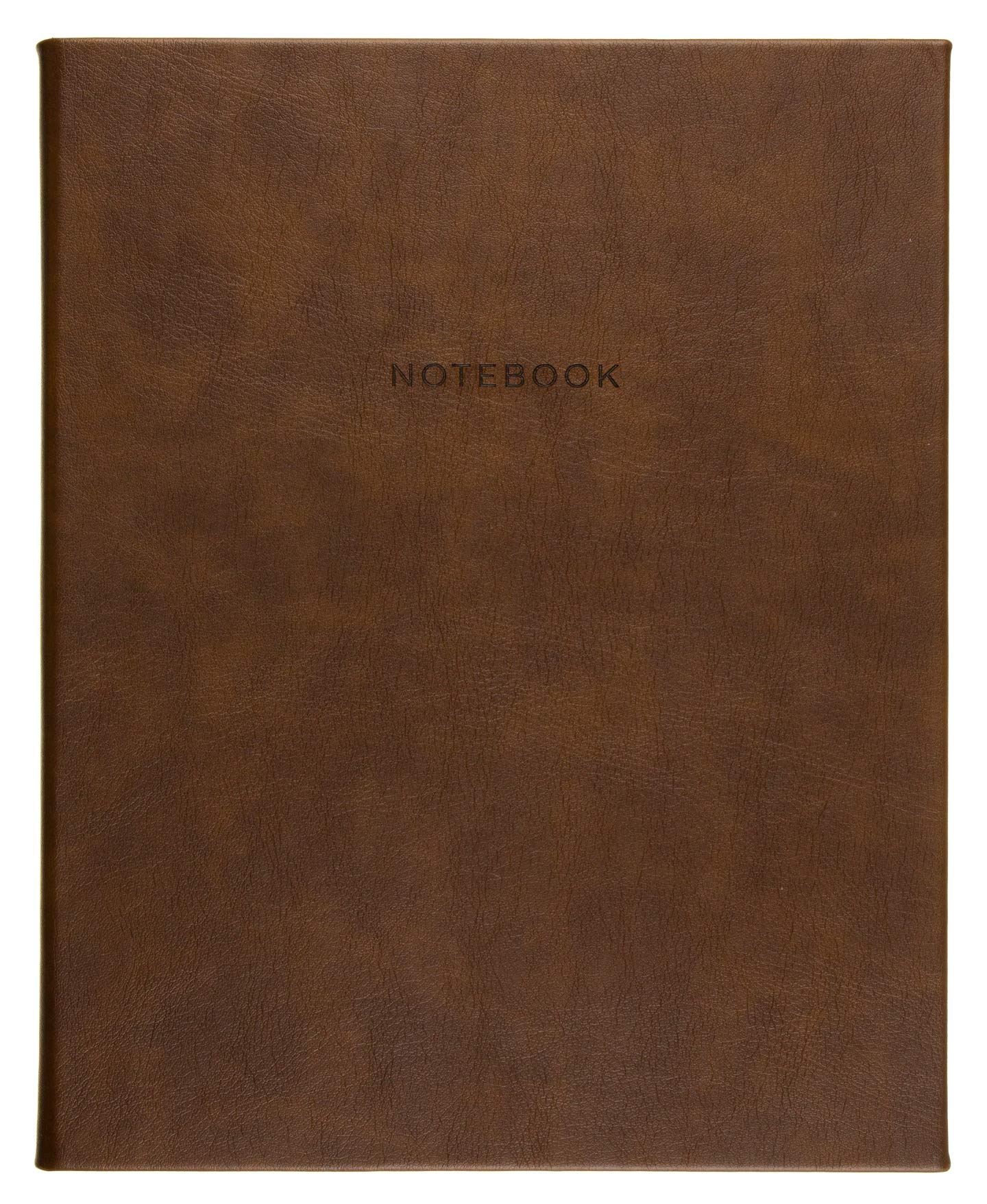Eccolo Large Lined Journal Notebook, Hardbound Cover, Writing Journal, 256 Ruled Ivory Pages, Gilded Edge, Ribbon Bookmark, Lay Flat, Desk Size for Work or School (Brown Leatherette, 8x10 inches)