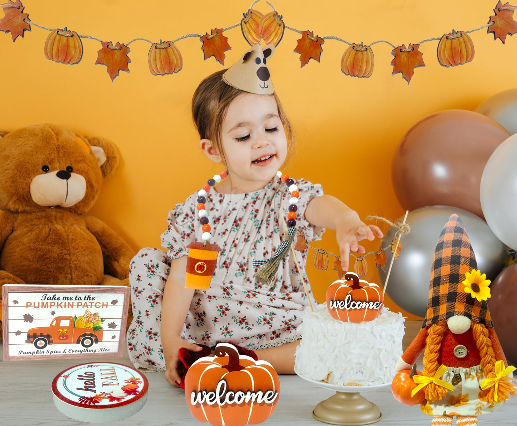 Thanksgiving Tiered Tray Decorations Set - 11pcs Wooden Sign Fall Tiered Tray Decor - Gnome Fall Tiered Tray Decor Pumpkin for Kitchen Table Fireplace Mantle Rustic