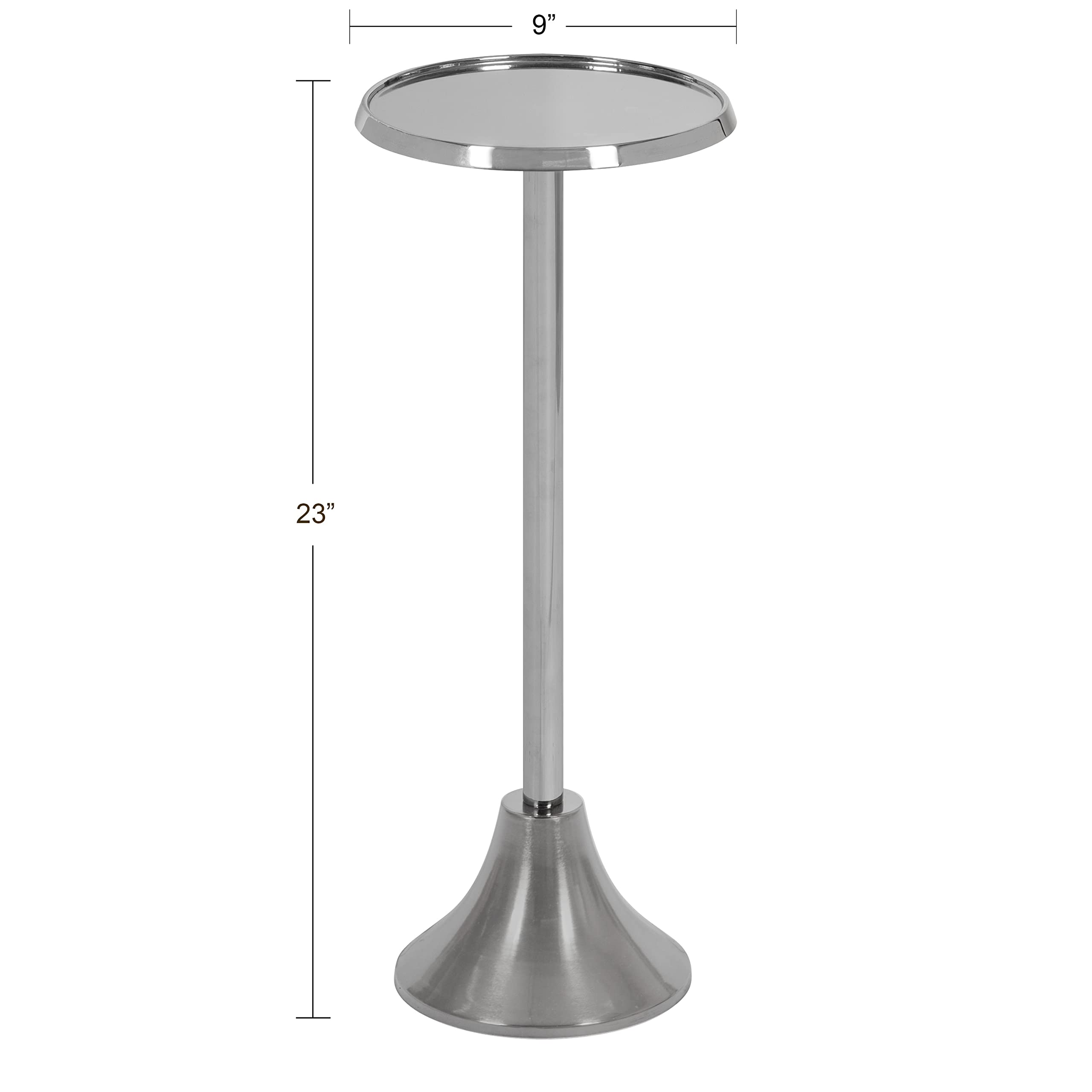 Kate and Laurel Sanzo Modern Pedestal Side Table, 9 x 9 x 23, Silver, Decorative End Table with Sleek Tabletop