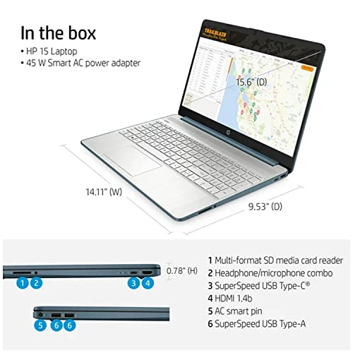 HP Newest Laptop, 15.6" FHD Screen, AMD Ryzen 5 5500U Processor, 32GB RAM, 1TB SSD, Webcam, SD Card Reader, HDMI, Bluetooth, Wi-Fi, Windows 11 Home, Blue