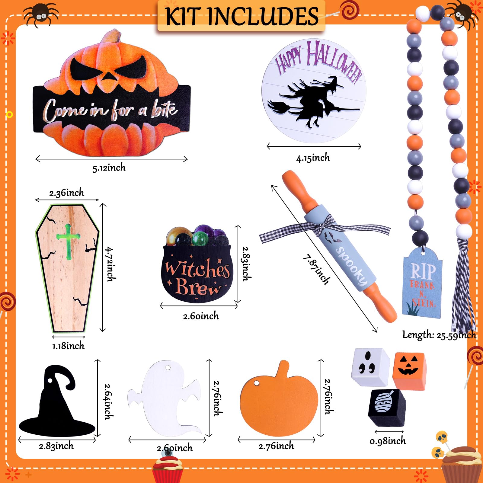 FEEIN Halloween Tiered Tray Decor Set Halloween Wooden Signs Fall Pumpkin Tiered Tray Decoration Items for Indoor Home Table House Room Kitchen Party