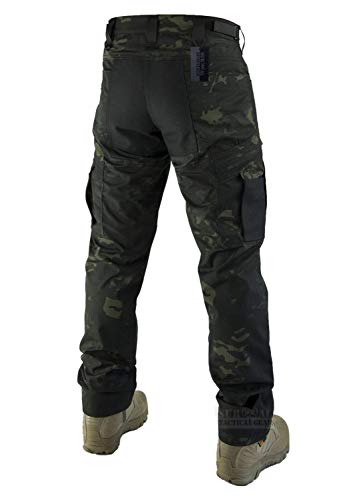 Survival Tactical Gear Combat Pant Motorcycle Riding Pants Ripstop Military Camo Trousers for Camping Hiking (Multicam Black, M)
