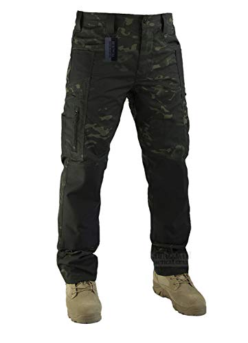 Survival Tactical Gear Combat Pant Motorcycle Riding Pants Ripstop Military Camo Trousers for Camping Hiking (Multicam Black, M)