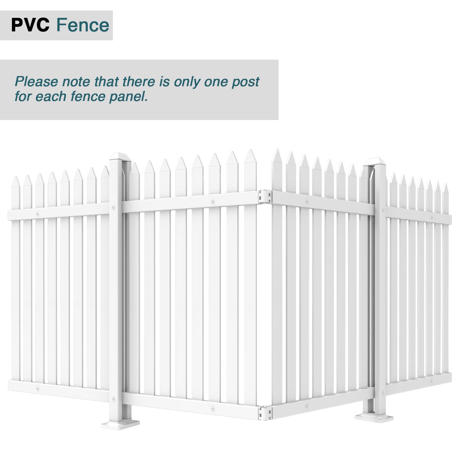 ECOOPTS 36" H x 84" W Vinyl Picket Fence Panels White Decorative Fence for Garden Patio Yard Pool Walkways (34 Pickets, Straight)