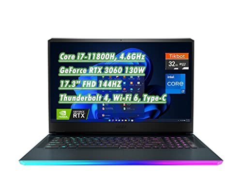 MSI GE76 17.3" FHD 144HZ Raider Gaming Laptop, Core i7-11800H, 4.6GHz, GeForce RTX 3060 130W, Thunderbolt 4, Wi-Fi 6, Type-C, Backlit KB, BT 5.2, Win 11, W/ 32GB SD (32GB RAM | 2TB PCIe SSD)