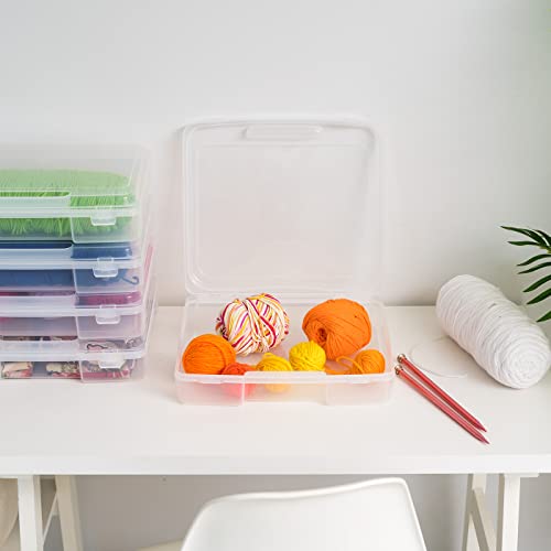 IRIS USA 8.5" x 11" Thick Plastic Portable Project Storage Case with Snap-Tight Closure Latch, 6-Pack, Caddy Container Box to Organize Paper Magazine Document Craft Hobby Quilting Art Supplies, Clear