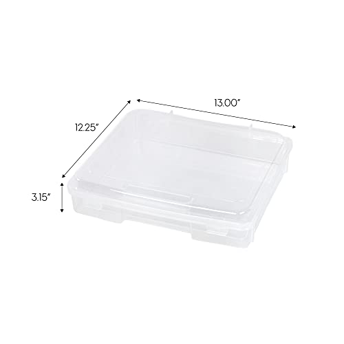 IRIS USA 8.5" x 11" Thick Plastic Portable Project Storage Case with Snap-Tight Closure Latch, 6-Pack, Caddy Container Box to Organize Paper Magazine Document Craft Hobby Quilting Art Supplies, Clear