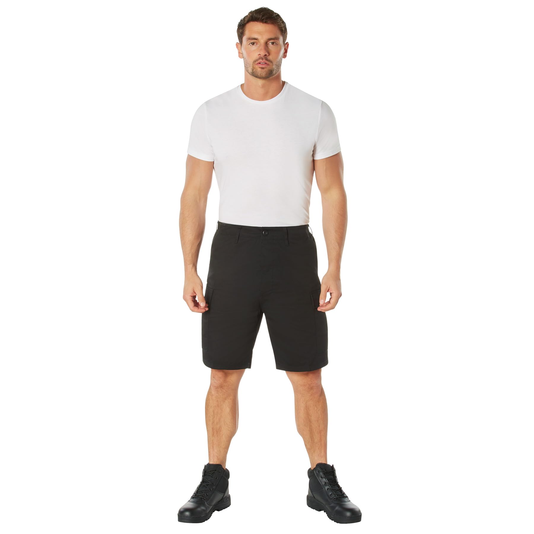 Rothco Men's Ultra Force Military Style BDU Combat Shorts, Black, Large Regular (Waist:35" to 39")