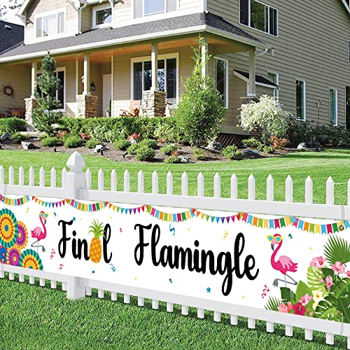 WHPCT Final Flamingle Banner,Flamingo Hanging Banner,Flamingo Bachelorette Party Decorations,Flamingo Bachelorette Party Favors Yard Lawn Sign,9.8X1.6 Ft, White, 9.8Ft X 1.6Ft