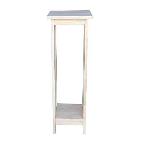 IC International Concepts, Mission Plant Stand, Solid Real Wood, Sturdy Parawood, Dimensions 12" W x 12" D x 36" H, Balcony/Kitchen/Dining/Bedroom/Living, Paint/Stain Ready, Unfinished