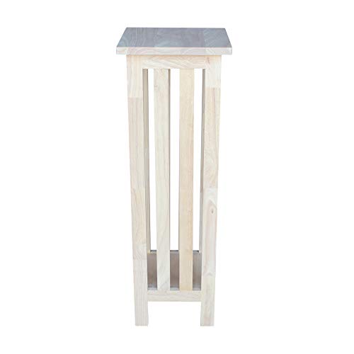 IC International Concepts, Mission Plant Stand, Solid Real Wood, Sturdy Parawood, Dimensions 12" W x 12" D x 36" H, Balcony/Kitchen/Dining/Bedroom/Living, Paint/Stain Ready, Unfinished