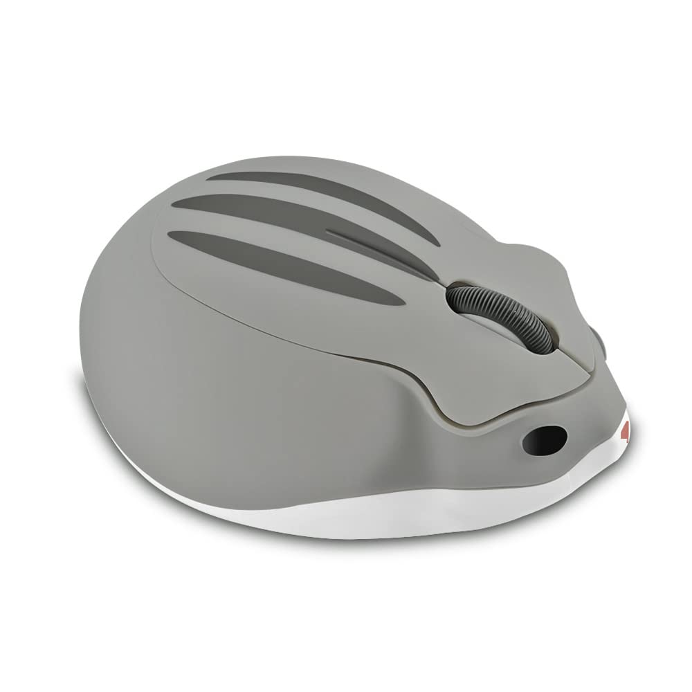 YOCUNKER Wireless Mouse 2.4Ghz Hamster Shape Cute Animal Design M Size Silent Click USB Optical Mouse Lightweight for Kids Compatible with PC/Laptop/Computer/MacBook(Gray)
