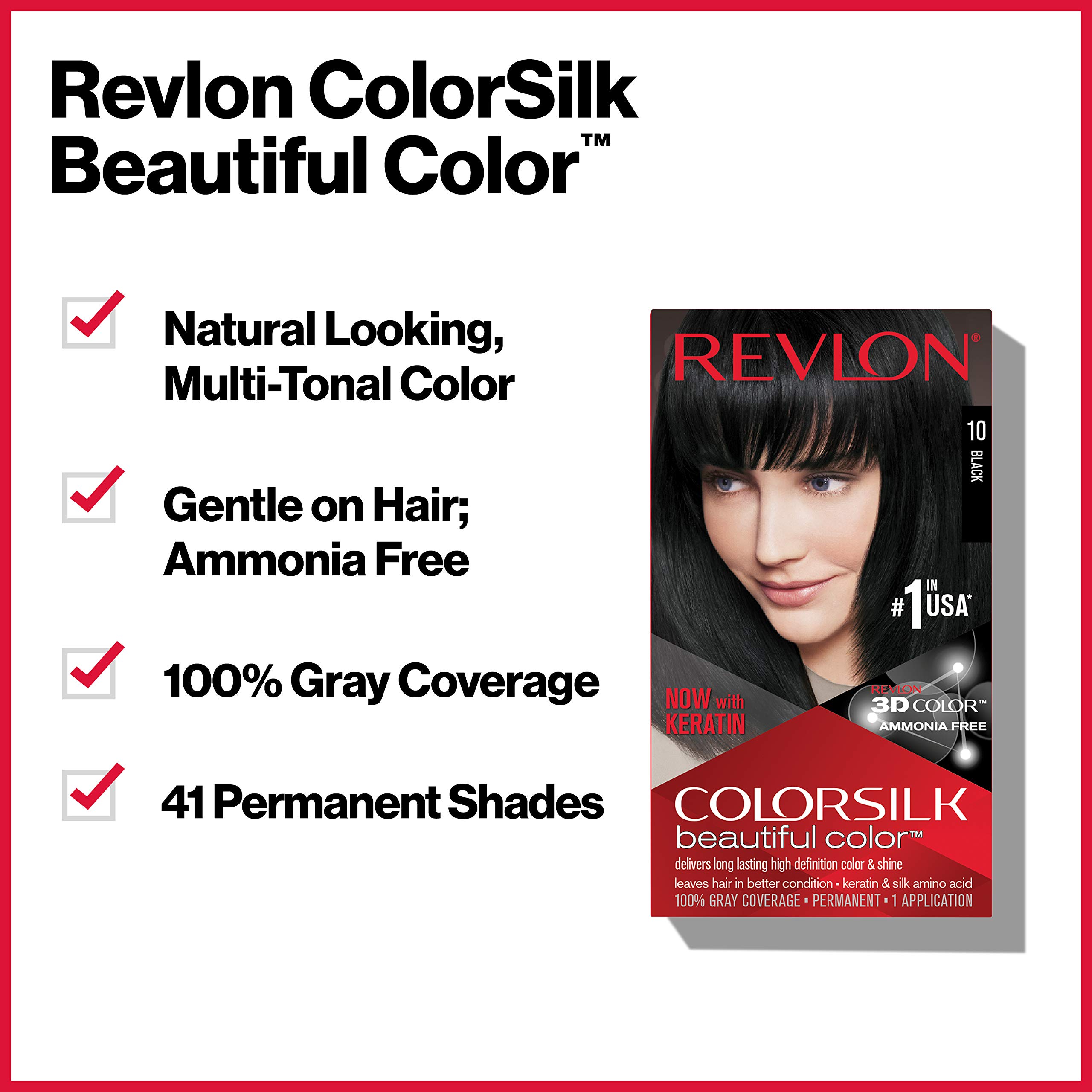 Revlon Colorsilk Beautiful Color, Permanent Hair Dye with Keratin, 100% Gray Coverage, Ammonia Free, 51 Light Auburn (Pack of 3)