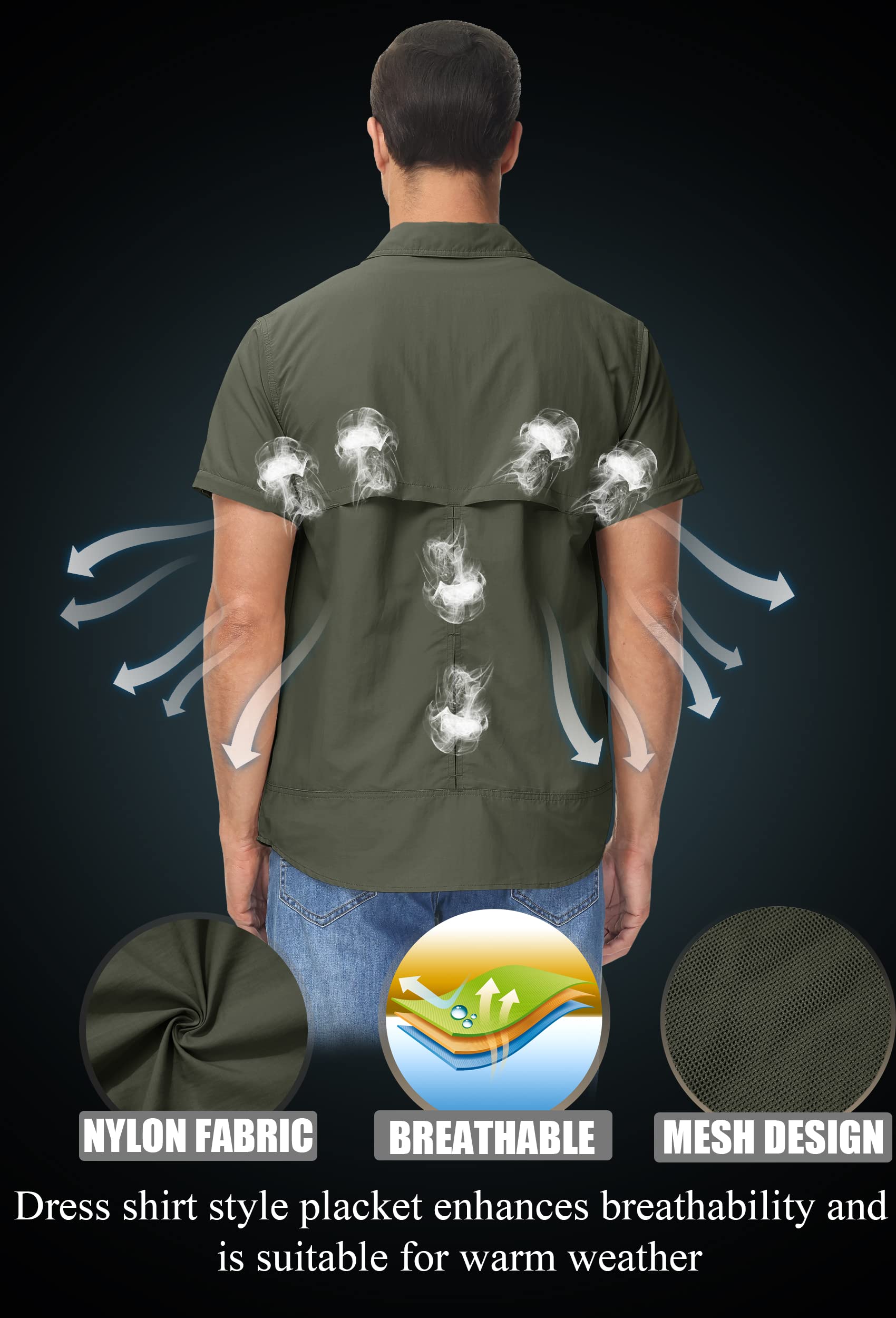 TACVASEN Outdoor Sport Military Tactical Battle Ripstop Long Sleeve Shirt for Men Army Green,X-Large