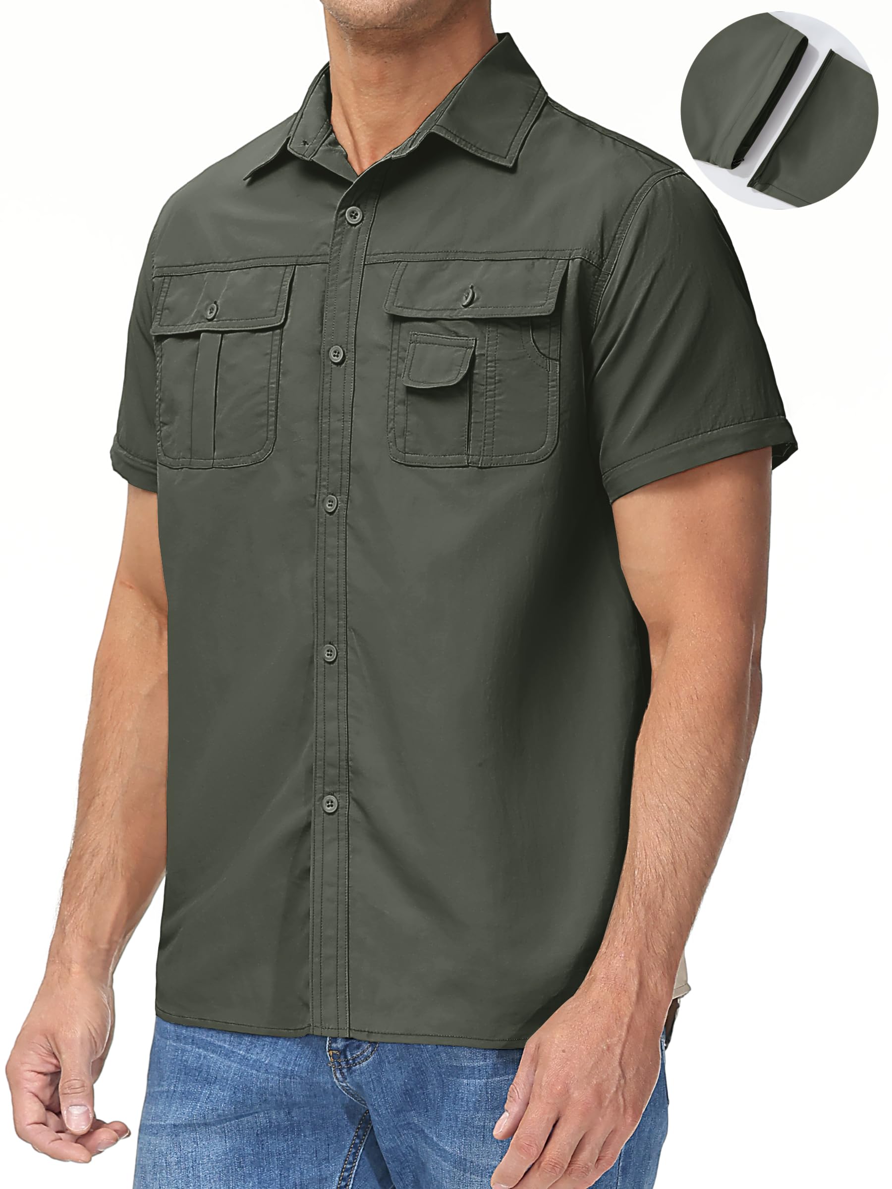 TACVASEN Outdoor Sport Military Tactical Battle Ripstop Long Sleeve Shirt for Men Army Green,X-Large