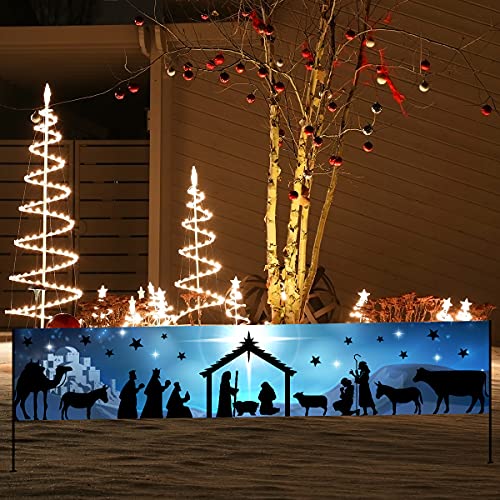 Manger Scene Religious Christmas Banner Decoration- Holy Nativity Christmas Yard Sign Banner for Outside 2022 Xmas Decoration