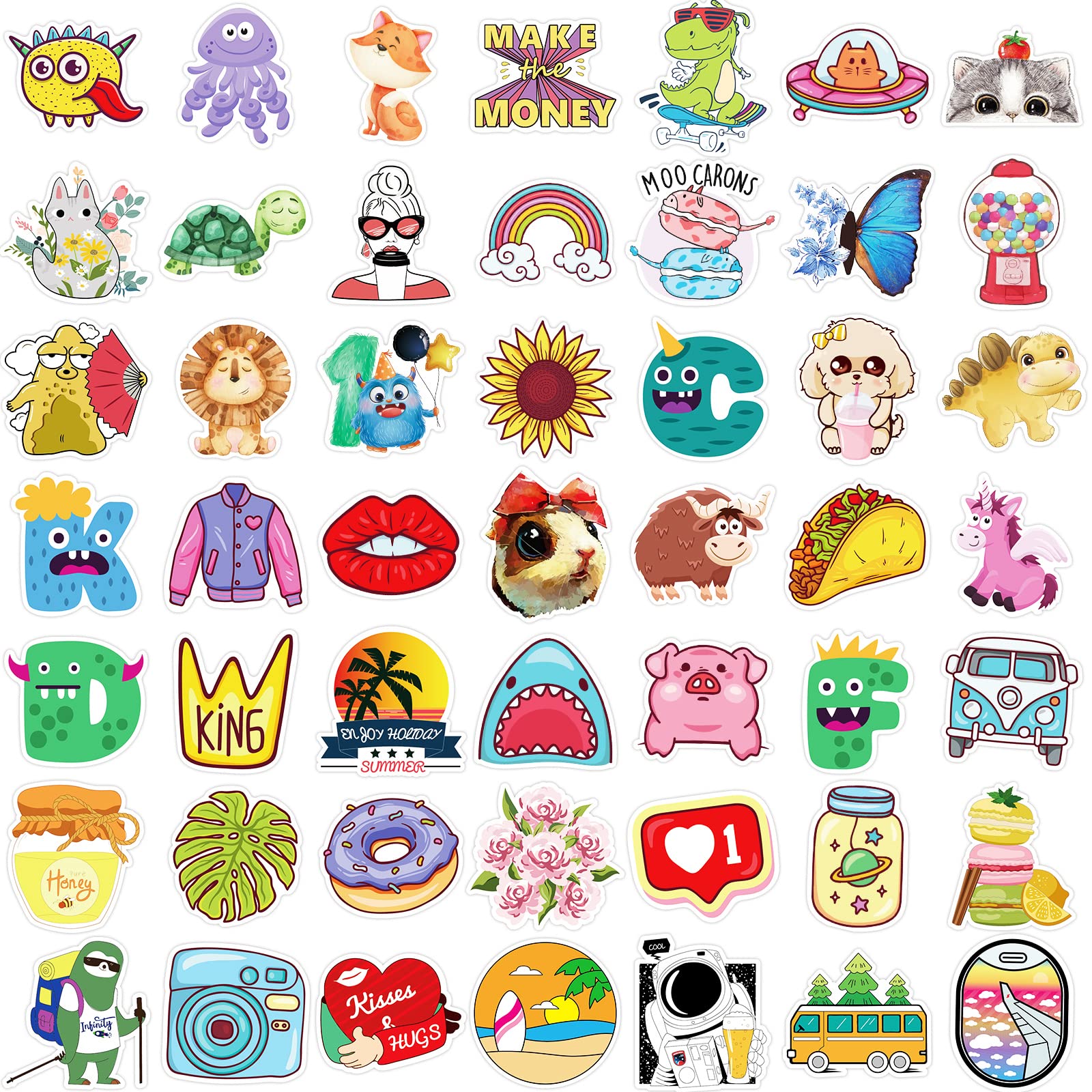 Mini Stickers for Kids, 600pcs Water Bottle Stickers Sheet for Teens, Adults, Cute Vinyl Waterproof Stickers Decals for Laptop, Scrapbook, Gift for Teacher, Student