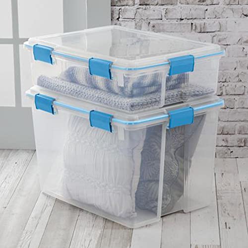 Sterilite 80 Quart Clear Plastic Stackable Storage Container Box Bin with Air Tight Gasket Seal Latching Lid Long Term Organizing Solution, 16 Pack
