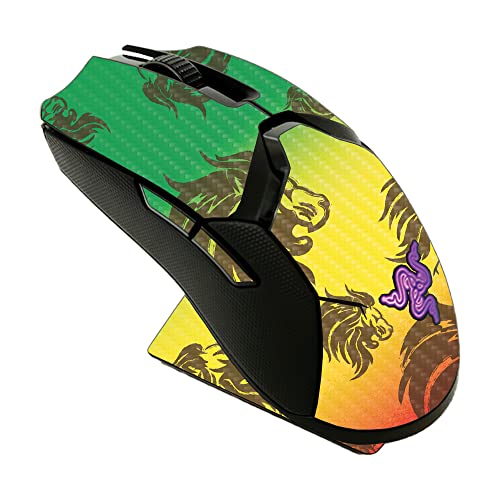 MightySkins Carbon Fiber Skin Compatible with Razer Viper Ultimate - Rasta Lion | Protective, Durable Textured Carbon Fiber Finish | Easy to Apply and Change Styles | Made in The USA