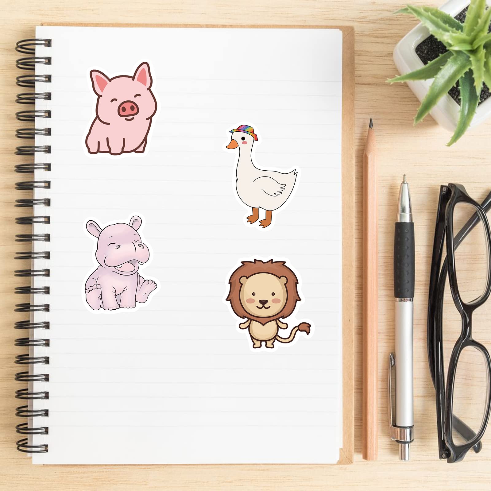 200 PCS Animal Cute Stickers Vinyl Water Bottle Stickers Hydroflask Laptop Phone Skateboard Aesthetic Waterproof Stickers Kids Teens