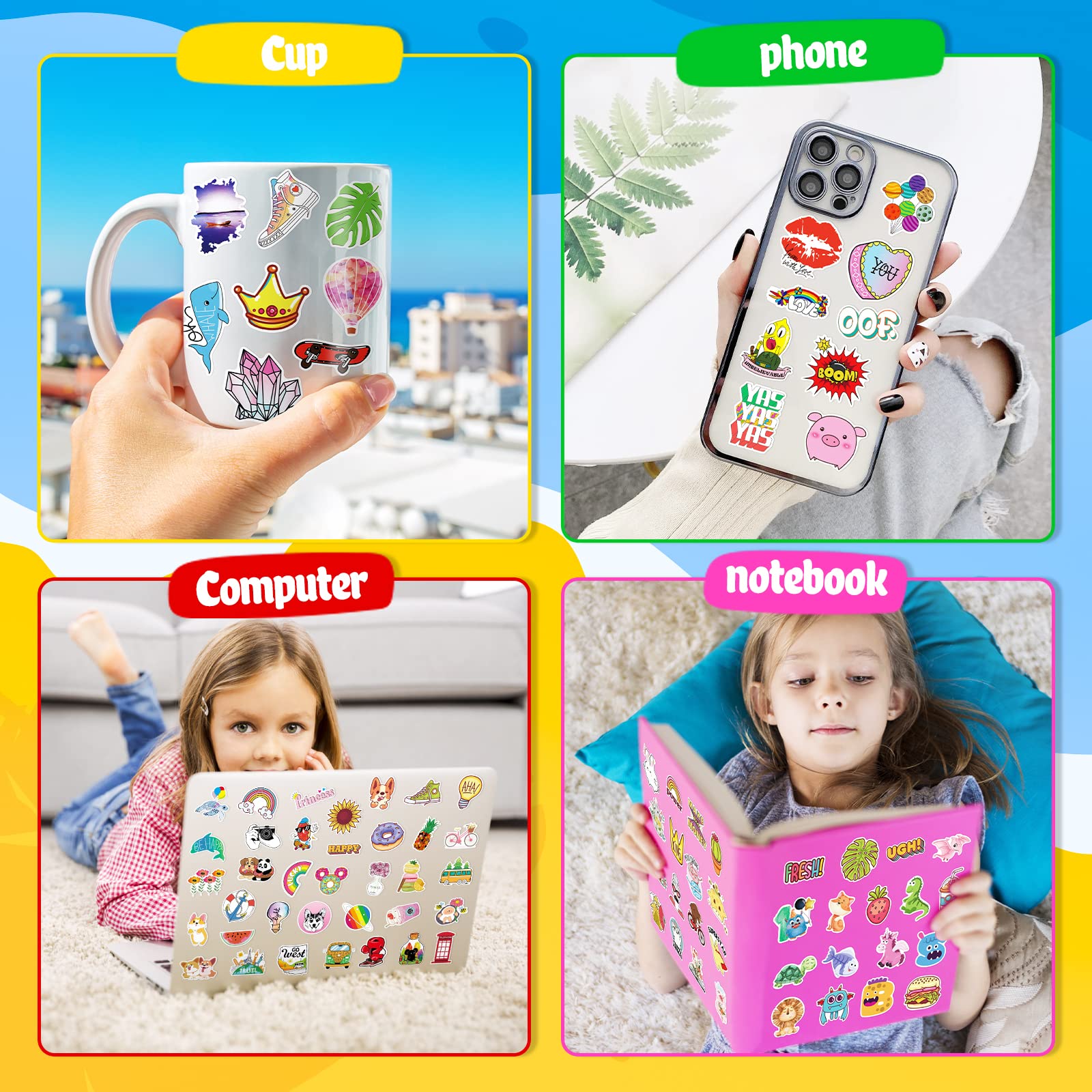Mini Stickers for Kids, 600pcs Water Bottle Stickers Sheet for Teens, Adults, Cute Vinyl Waterproof Stickers Decals for Laptop, Scrapbook, Gift for Teacher, Student