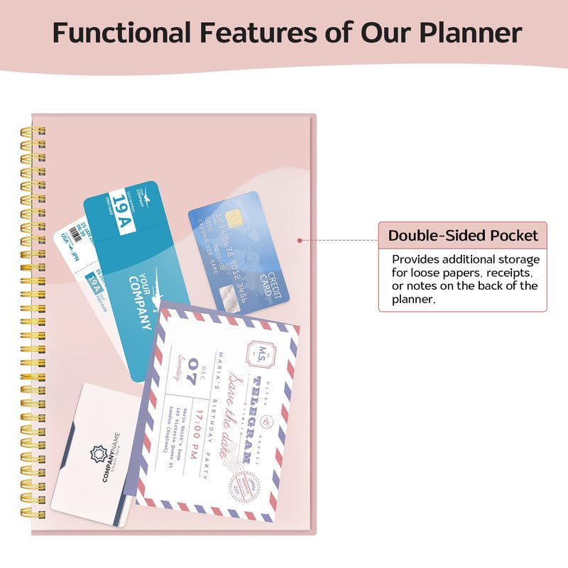 Daily Planner Undated, To Do List Notebook Planner with Hourly Schedule, Work Planner To Stay Organized And Boost Productivity, Appointment Organizer for Man/Women,160 Pages, B5 Size(6.9"x9.9")-Pink