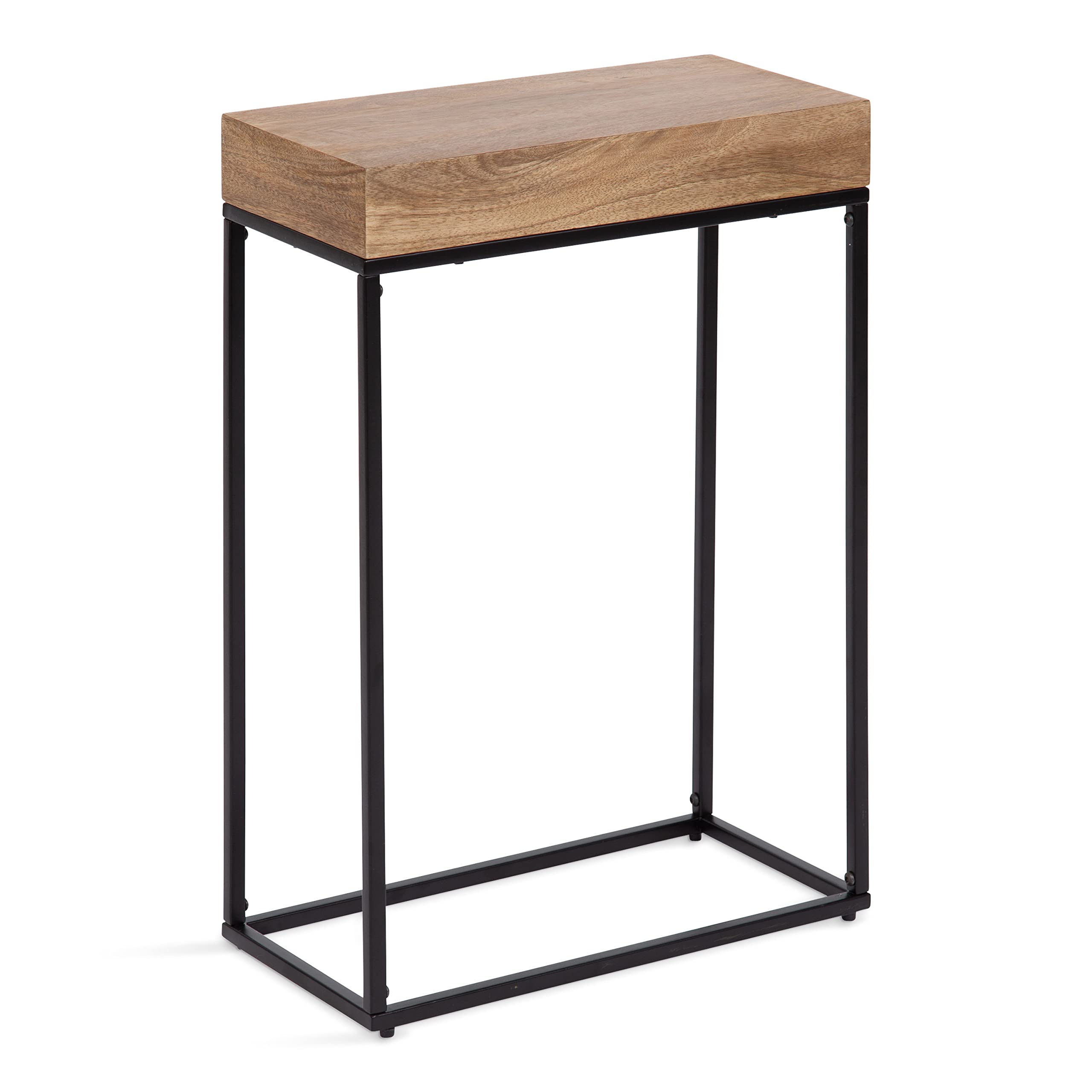Kate and Laurel Xyler Round Wood and Metal Drink Table, 10 x 10 x 24, Walnut Brown Wood and Antique Brass, Mid-Century Plant Pedestal Table for Storage and Display