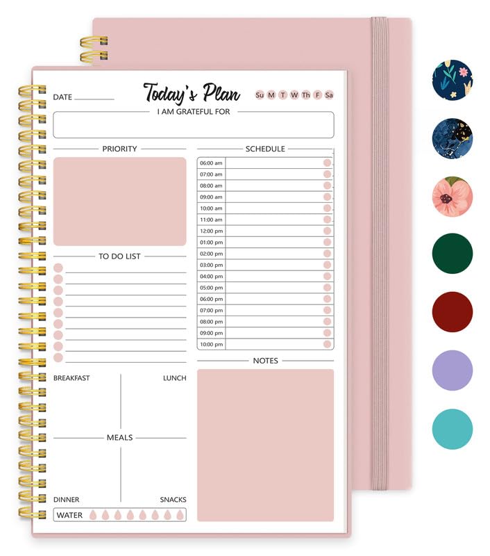Daily Planner Undated, To Do List Notebook Planner with Hourly Schedule, Work Planner To Stay Organized And Boost Productivity, Appointment Organizer for Man/Women,160 Pages, B5 Size(6.9"x9.9")-Pink