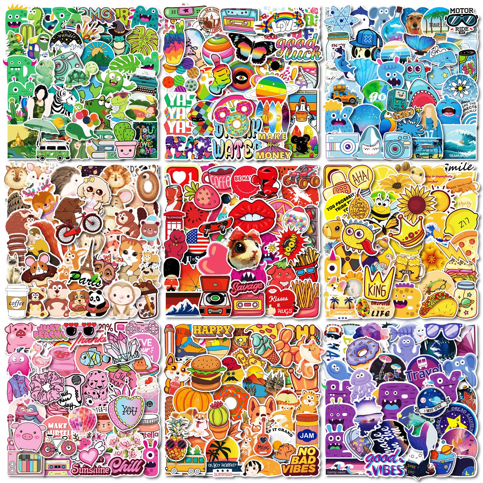 Mini Stickers for Kids, 600pcs Water Bottle Stickers Sheet for Teens, Adults, Cute Vinyl Waterproof Stickers Decals for Laptop, Scrapbook, Gift for Teacher, Student