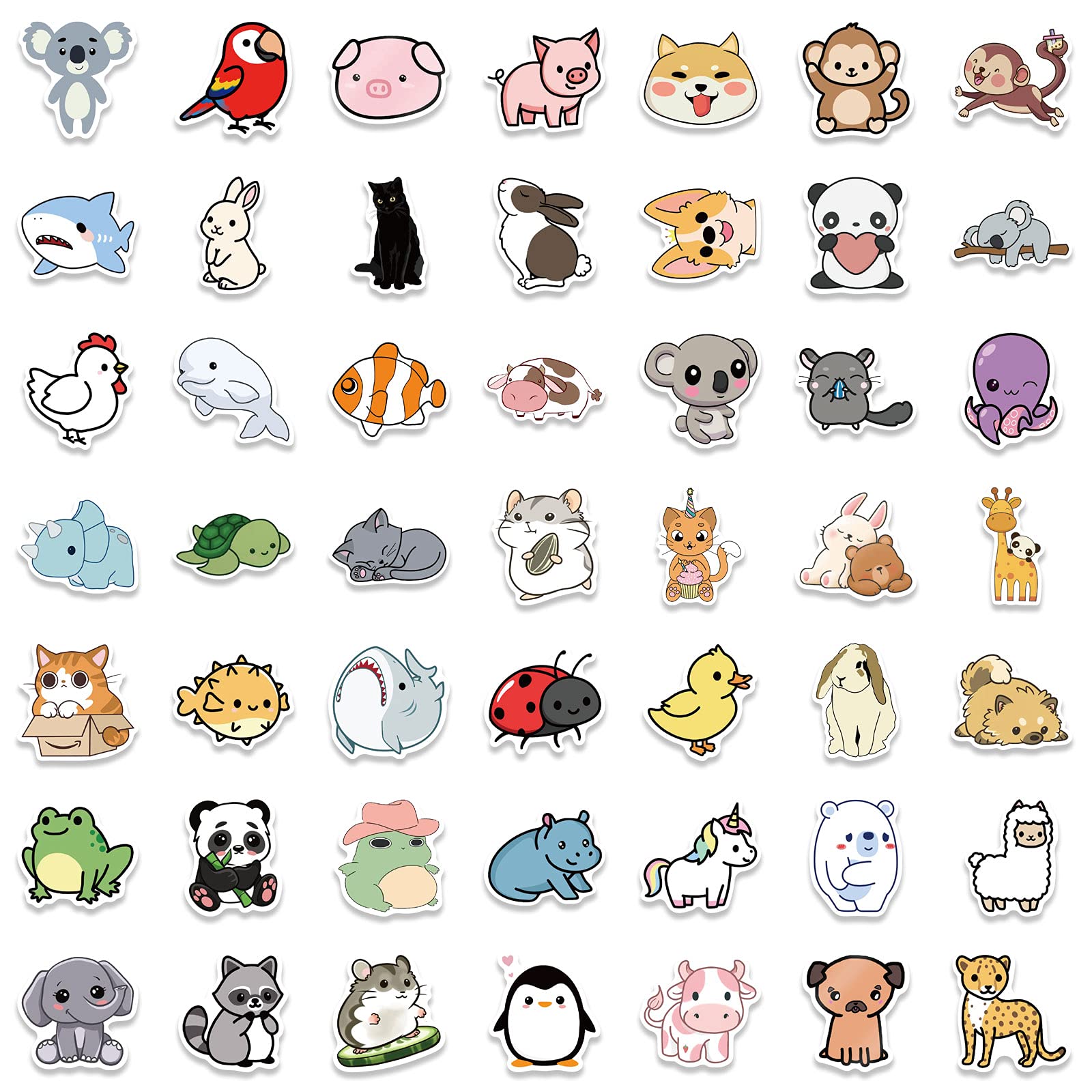 200 PCS Animal Cute Stickers Vinyl Water Bottle Stickers Hydroflask Laptop Phone Skateboard Aesthetic Waterproof Stickers Kids Teens