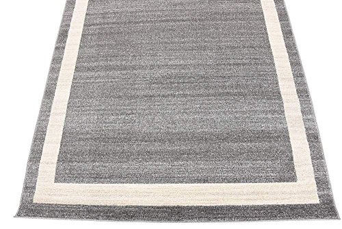 Unique Loom Del Mar Collection Area Rug-Transitional Inspired with Modern Contemporary Design, Rectangular 5' 0" x 8' 0", Gray/Ivory