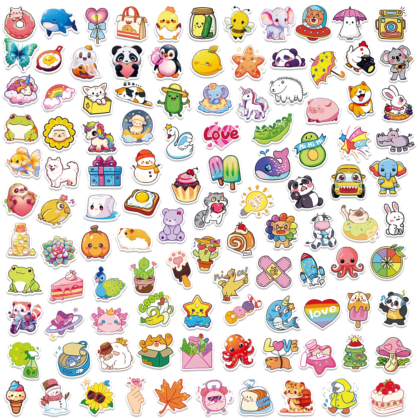 Y-times 600 Pcs Waterproof Vinyl Multicolor Cartoon Bubble Stickers for Kids, Teens, Adults - Water Bottle, Skateboards, Scrapbook, Laptops, Computers