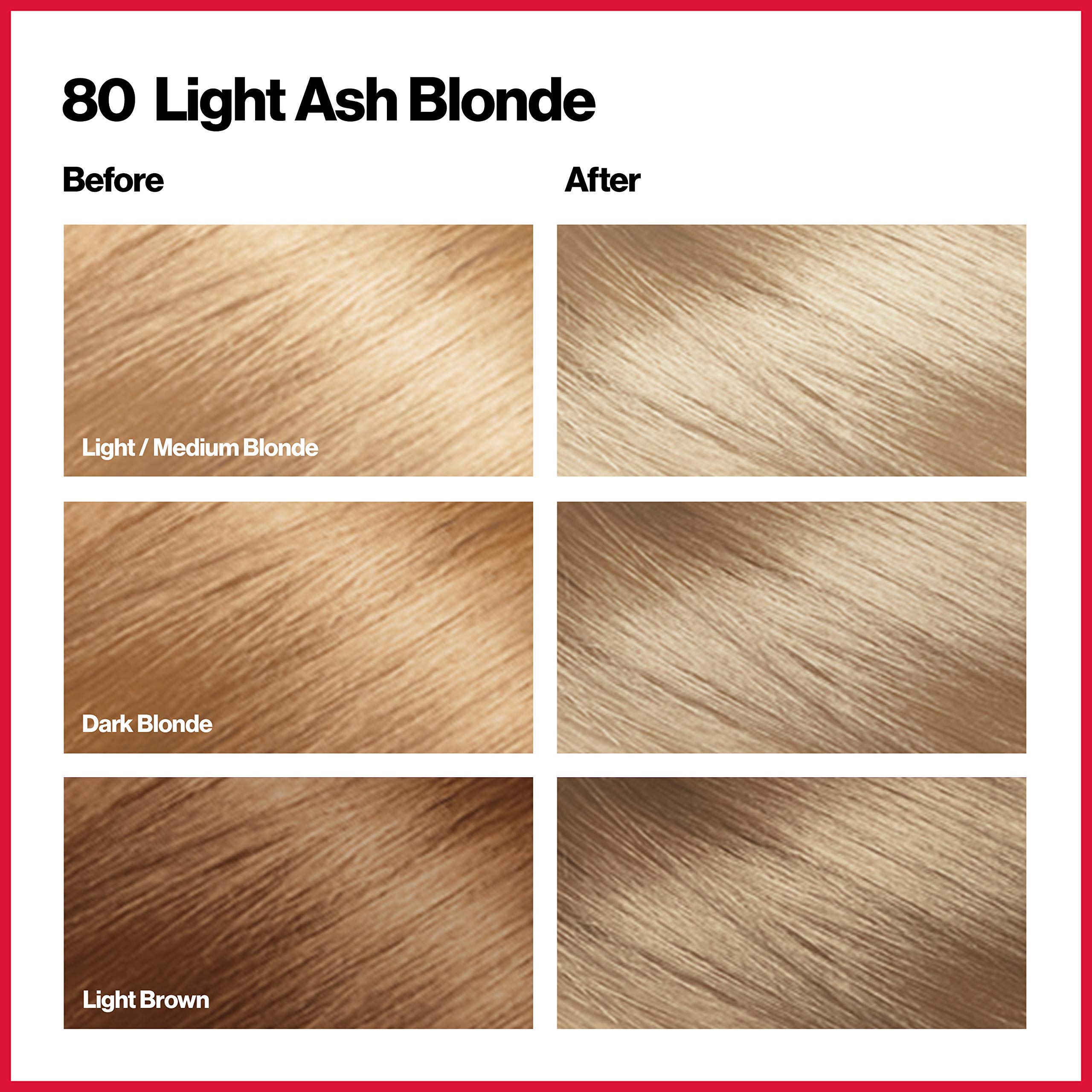 Revlon Colorsilk Beautiful Color, Permanent Hair Dye with Keratin, 100% Gray Coverage, Ammonia Free, 80 Light Ash Blonde