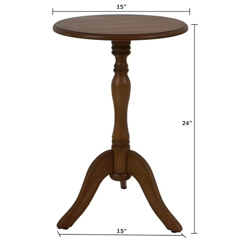 Decor Therapy Simplify Round Pedestal Accent Side Table, Chic & Compact MDF Furniture for Traditional Stylish Spaces - Honeynut - (15" x 15" x 24")