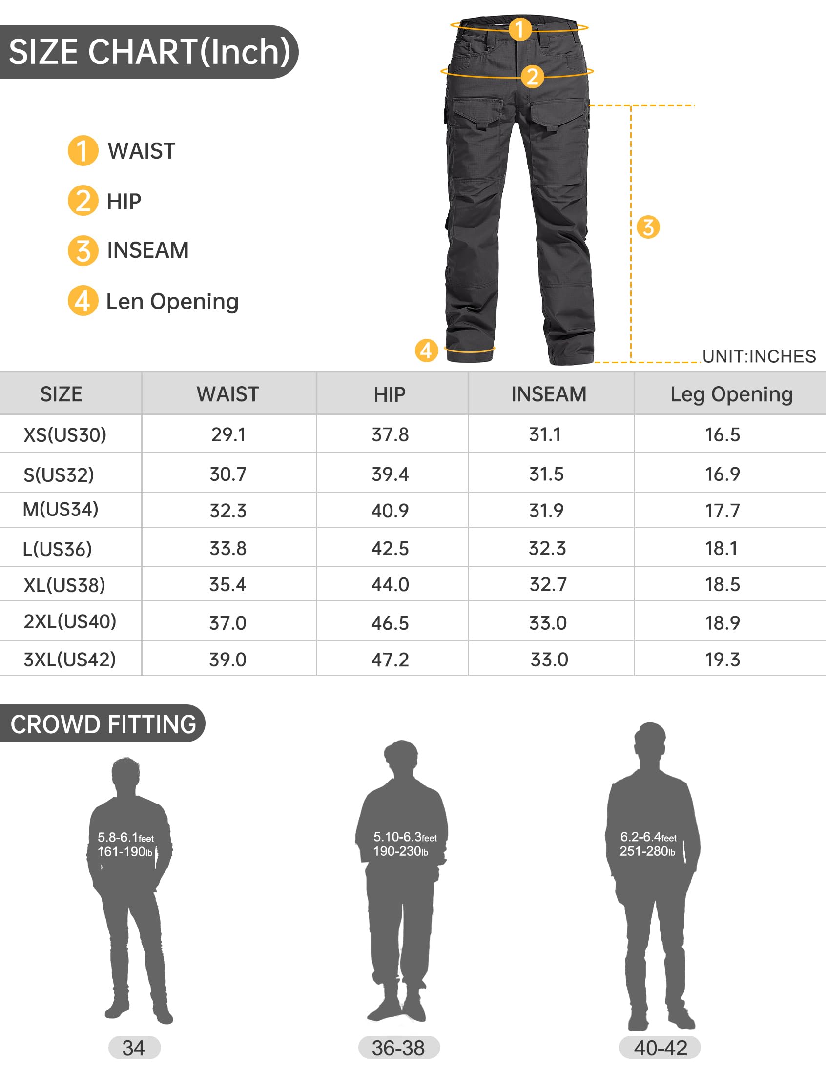 FREE SOLDIER Men's Cargo Pants,Tactical Pants for Men Stretch,Durable Ripstop EDC Work Pants for Hiking (Black 34Wx30L)