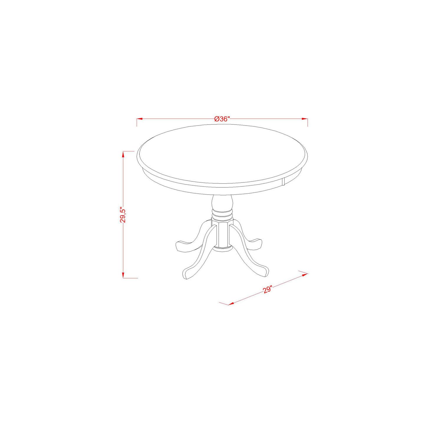HomeStock Country Cottage Antique Kitchen Dining Table - a Round Wooden Table Top with Pedestal Base, 36x36 Inch, Walnut & Linen White Finisj