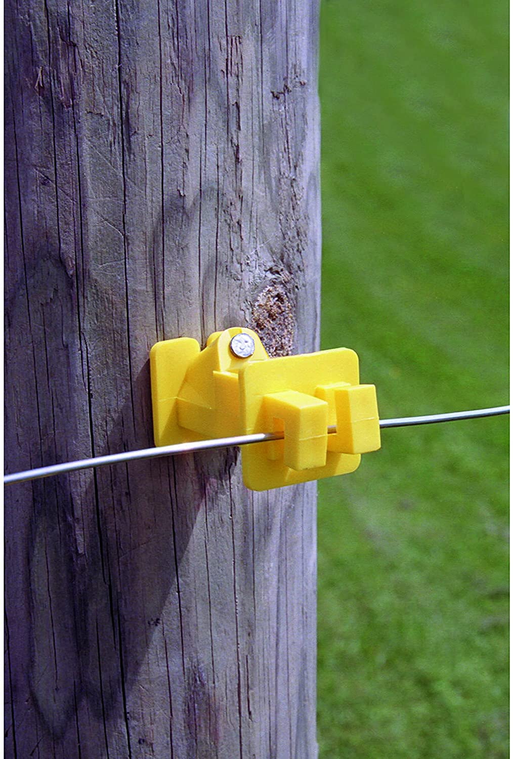 QMARK 25 Pack Electric Fence Wood Post, Nail on Insulators, Nail In Insulators, 1-1/2 Inch Extender Wood Post Insulators with Nails - Yellow (25 Pack)