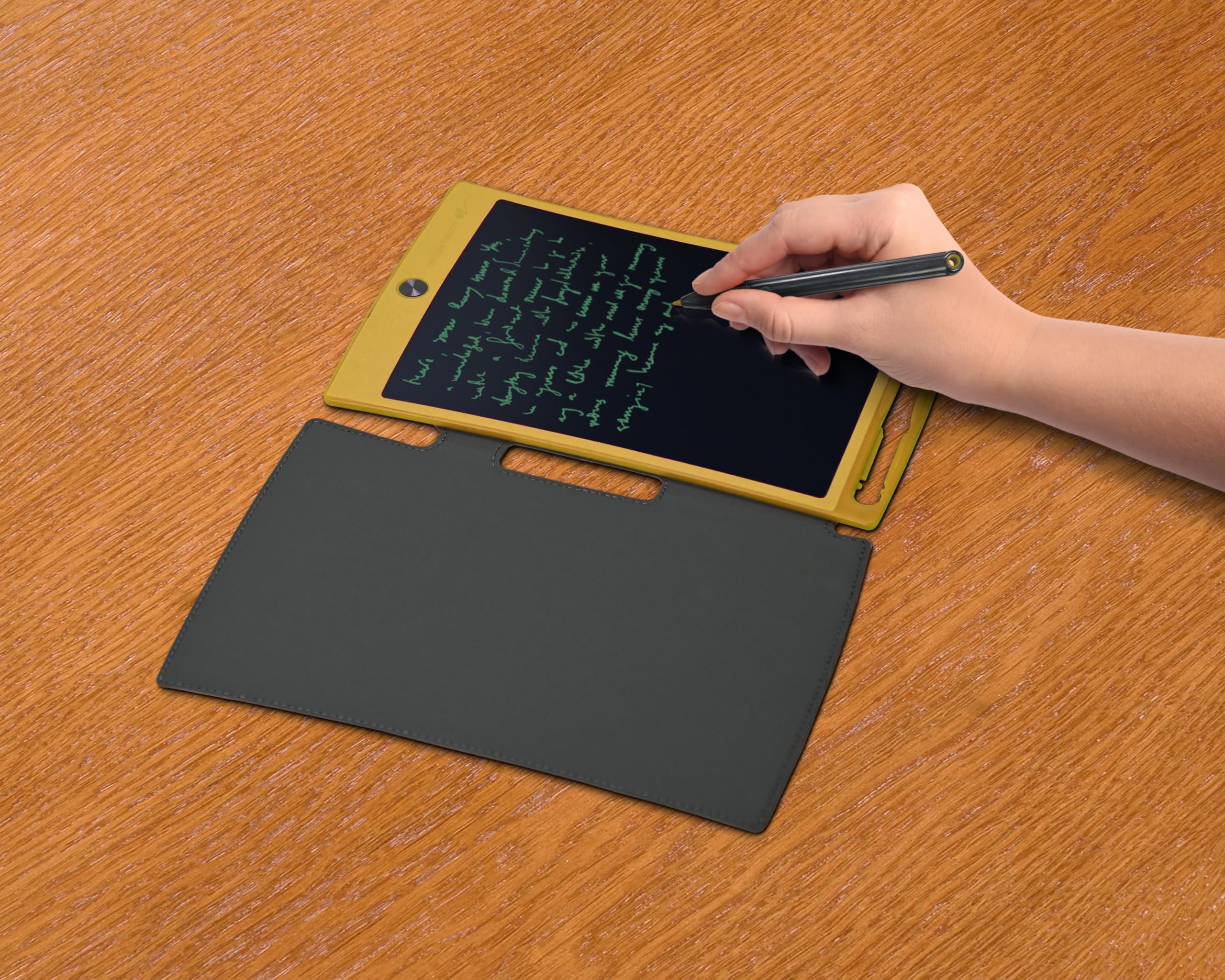 Boogie Board Jot Reusable Writing Tablet for Adults, 8.5 Digital Notebook with Instant Erase, Digital Notepad with Magnets, Note Taking Tablet for Work or School, Gold with Protective Folio