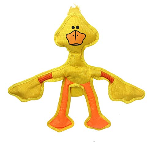 Multipet Skele Duck Dog Rope Toy - Nylon Tug of War - Squeaky Toy for All Dogs - for Playing Toss & Fetch - Cute Dog Pet Toy (15", Yellow)