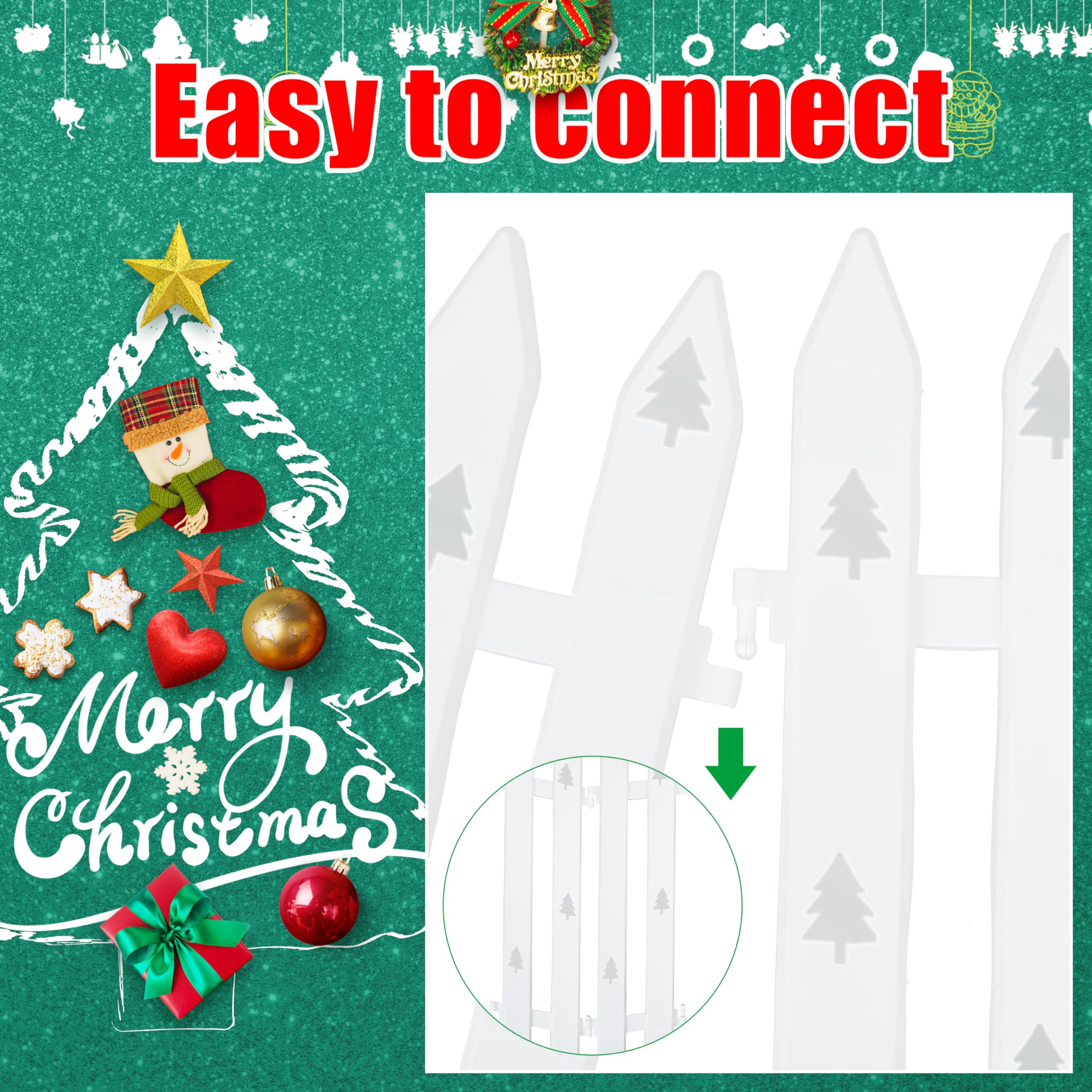 16" Fence for Christmas Tree,Extra Large 12pcs White Picket Fence for Chirstmas Tree,Plastic Christmas Tree Fence for Pets,Christmas Tree Fence for Kids,Craft Christmas Tree Patterns(16" Hx5 W Each)