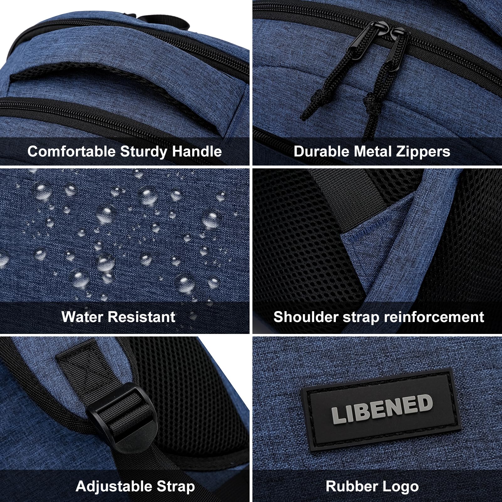 LIBENED School Backpack for Teens Boys, 15.6 Inch Laptop Backpack with USB Charging Port, Travel Backpack Waterproof College Bookbag with Compartments, Ergonomic Straps, Blue