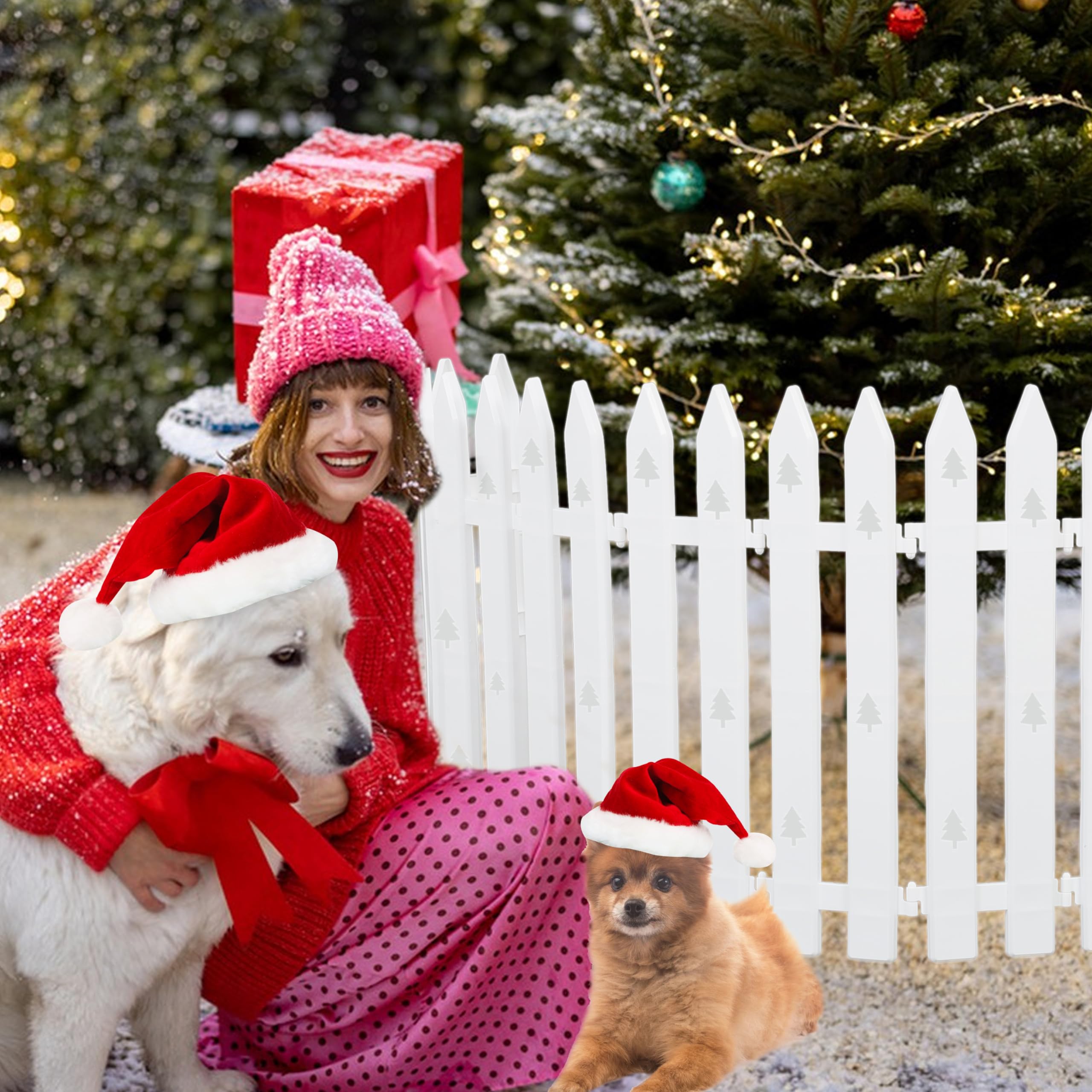 16" Fence for Christmas Tree,Extra Large 12pcs White Picket Fence for Chirstmas Tree,Plastic Christmas Tree Fence for Pets,Christmas Tree Fence for Kids,Craft Christmas Tree Patterns(16" Hx5 W Each)