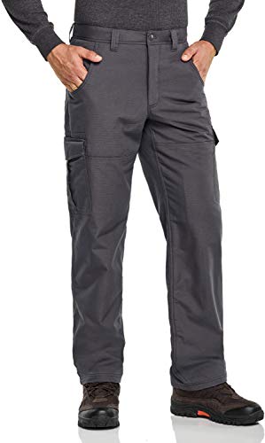 CQR Men's Winter Tactical Cargo Pants, Thermal Fleece Lined Outdoor Snow Ski Hiking Work, Fleece Cargo Charcoal, 38W x 30L