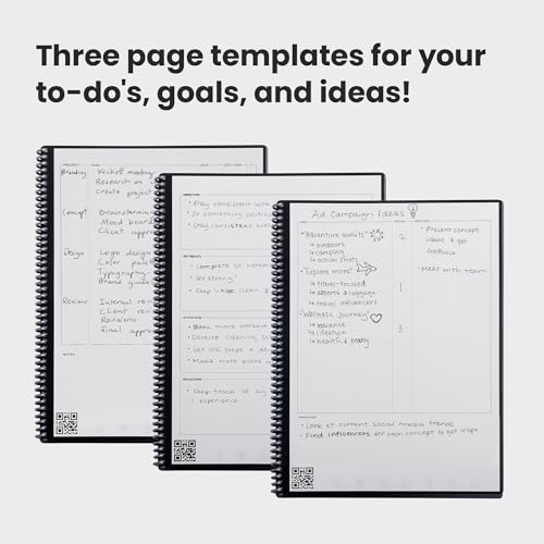 Rocketbook Fusion Reusable Undated Productivity Planner, Letter Size 8.5x11, Navy Blue - Goals, Monthly and Weekly Calendar, Daily To-do List, Lined and Dotted Notes Pages
