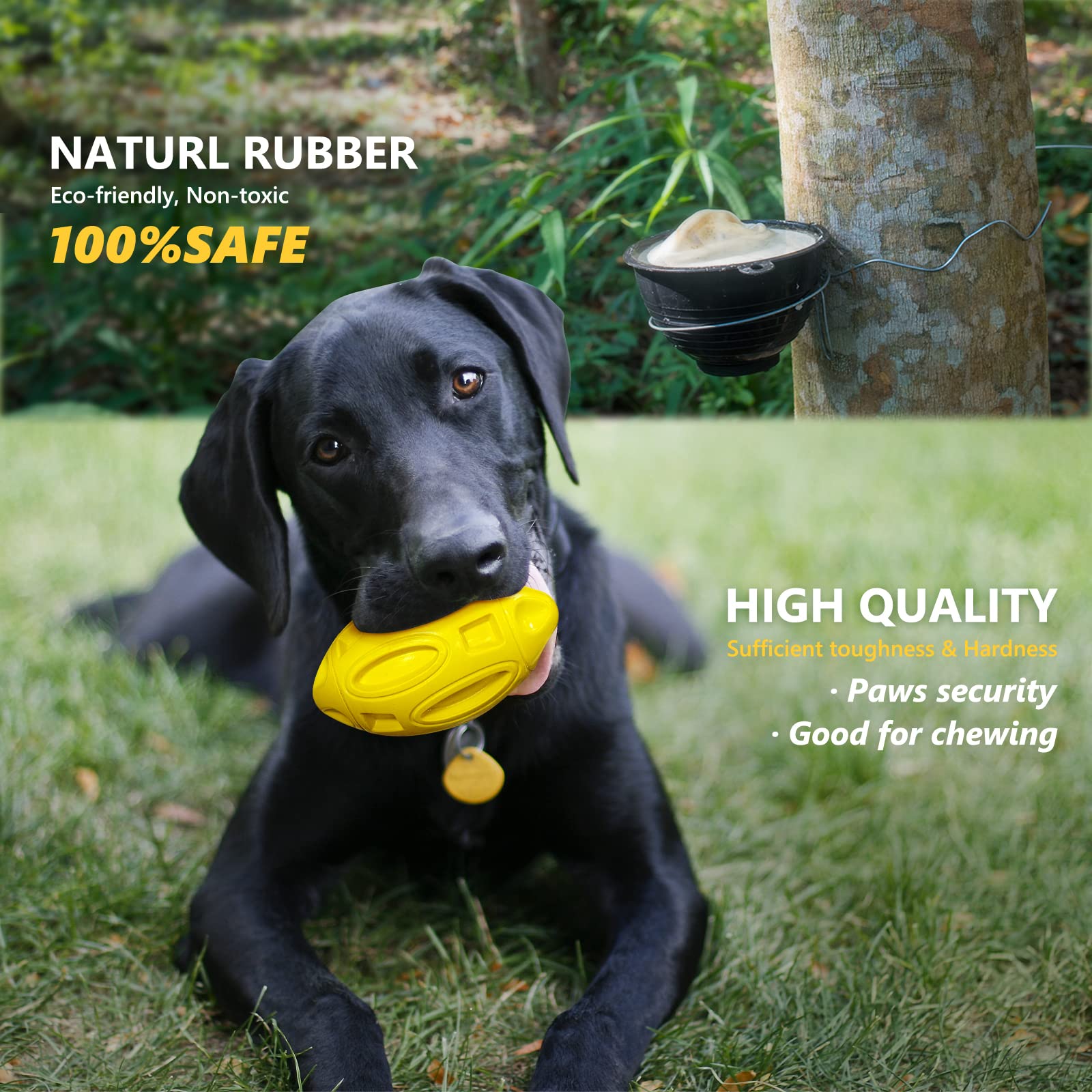 EASTBLUE Squeaky Dog Toys for Aggressive Chewers: Rubber Puppy Chew Ball with Squeaker, Almost Indestructible and Durable Pet Toy for Medium and Large Breed