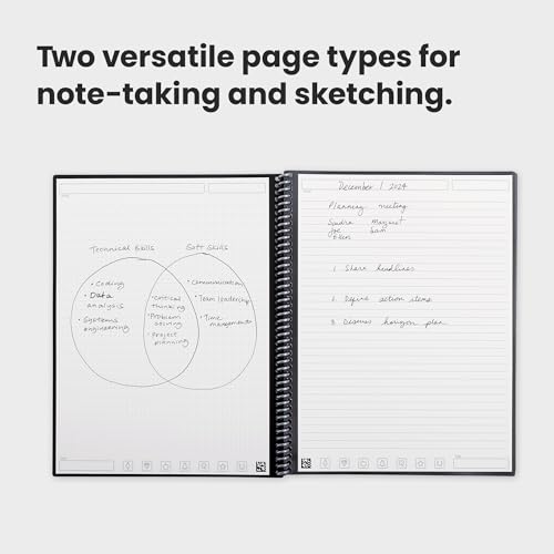 Rocketbook Fusion Reusable Undated Productivity Planner, Letter Size 8.5x11, Navy Blue - Goals, Monthly and Weekly Calendar, Daily To-do List, Lined and Dotted Notes Pages